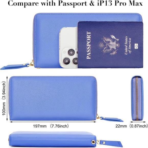 Bags | Womens Wallet Rfid Blocking Zip Around Wallet Very Peri Blue ...